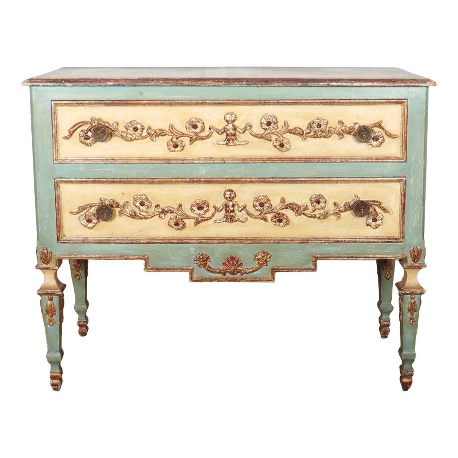 Italian Painted Wood Commode | Chairish