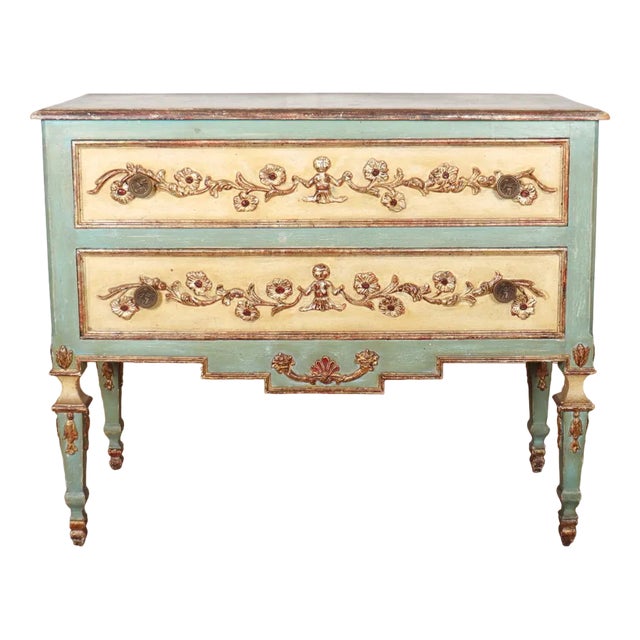 Italian Painted Wood Commode | Chairish