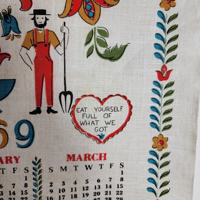 Beautiful Vintage 1969 Cloth Repeater Calendar | Chairish