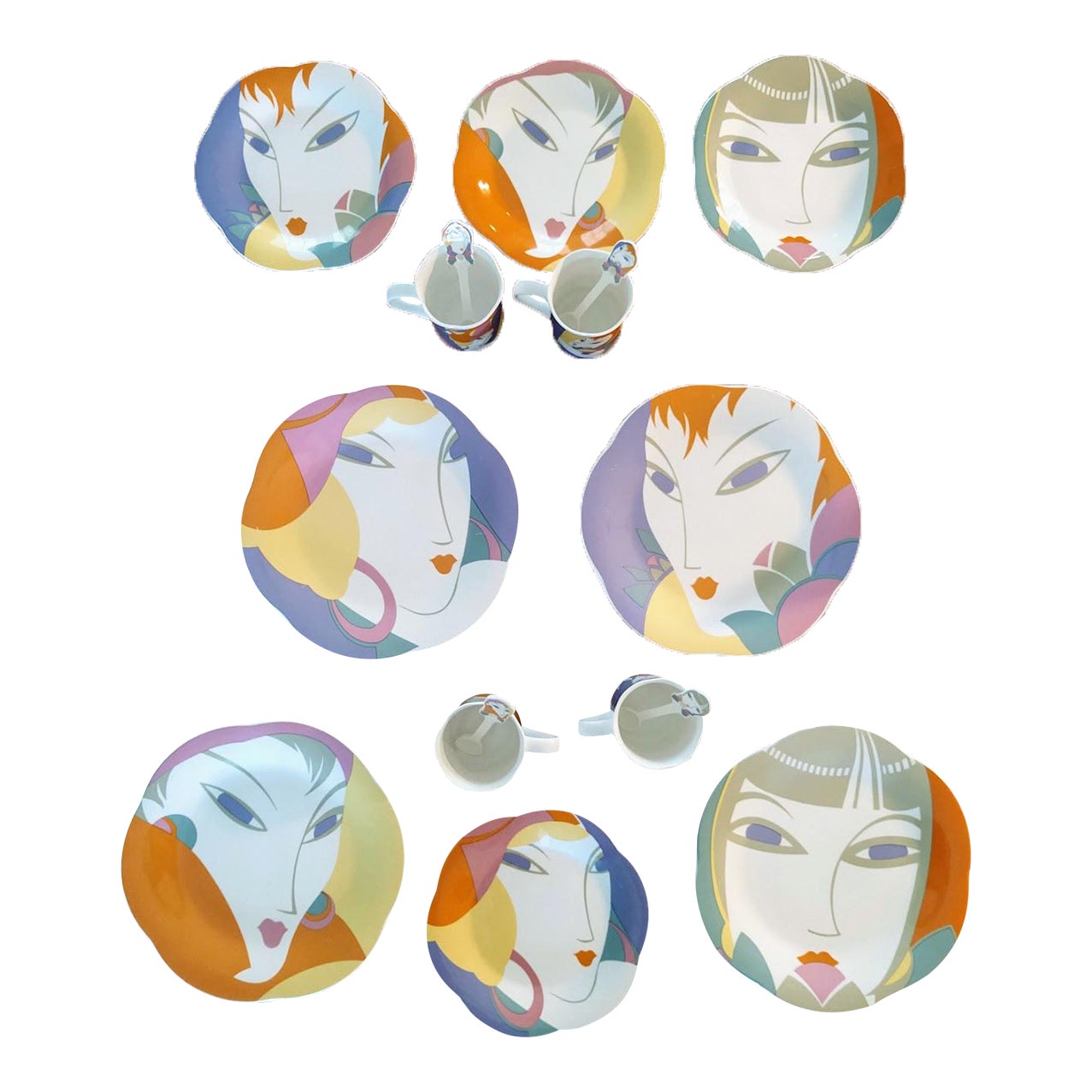 1980s “Visage” Plate Settings by Larry Laslo- 16 Pieces | Chairish