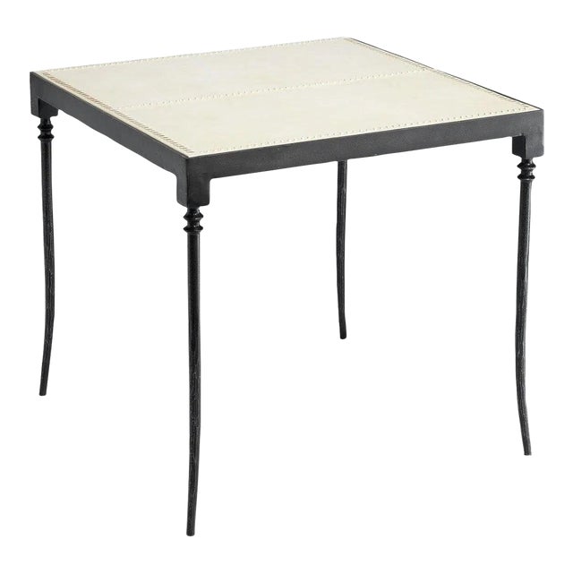 Off White Full Grain Leather Mid Century Side Table Nevado | Chairish