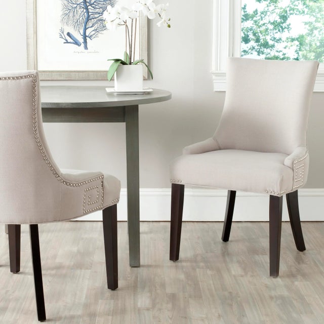 20''H Side Chair With Silver Nailheads in Taupe & Espresso - a Pair ...