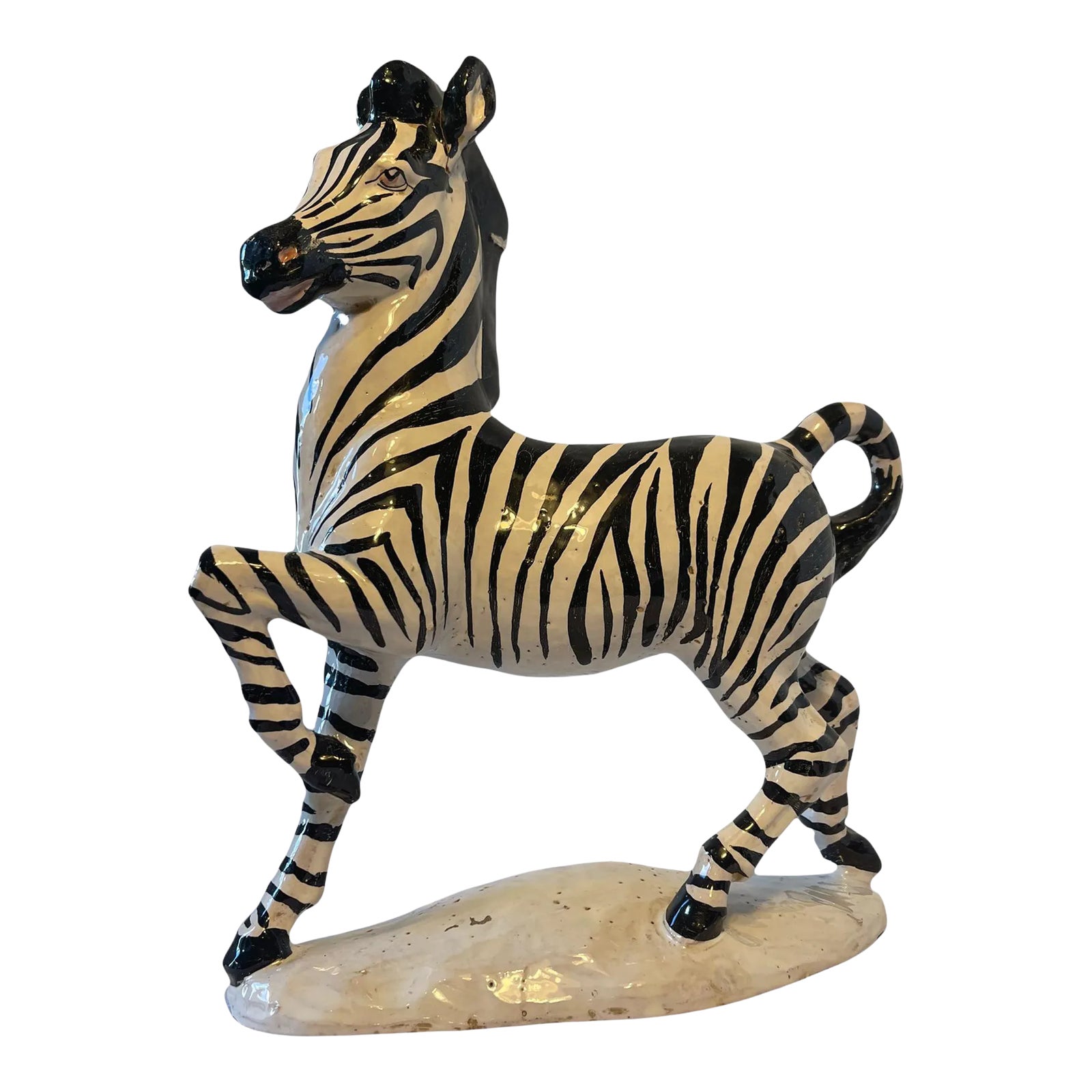 Vintage Mid Century Zebra Ceramic Sculpture | Chairish