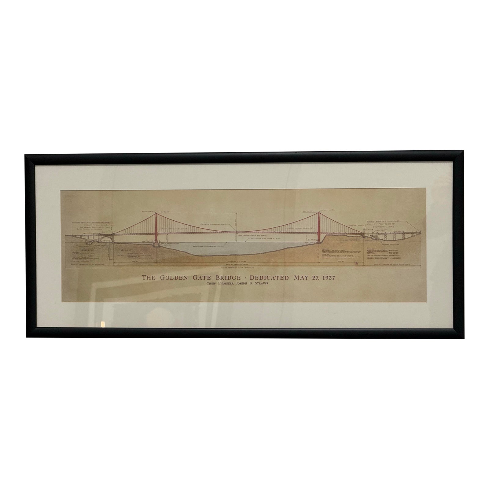 Craig S. Holmes Golden Gate Bridge Architectural Print | Chairish