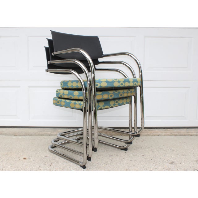 Set of 3 Vintage Tubular Cantilevered Chrome Moment Stacking Chairs by ...