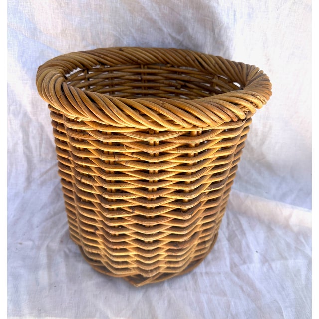 Vintage French Thick Woven Rattan/Wicker Basket | Chairish