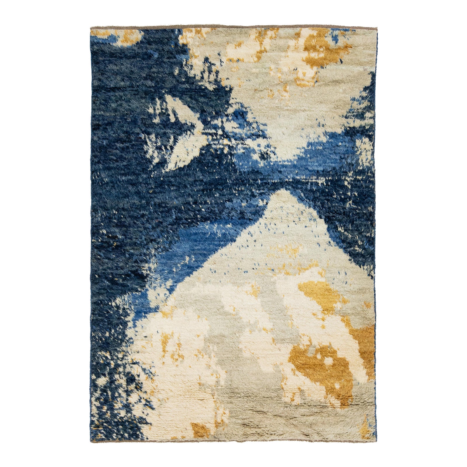 Contemporary Moroccan Style Plush Wool Rug With Abstract Design | Chairish