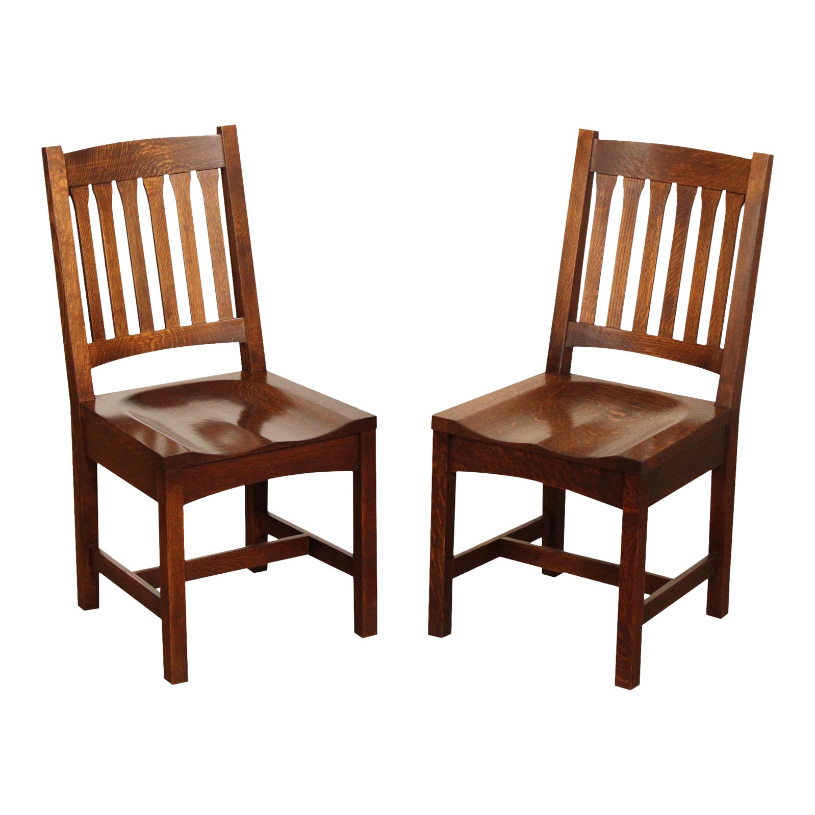 Stickley Mission Collection Pair of Oak Cottage Chairs | Chairish
