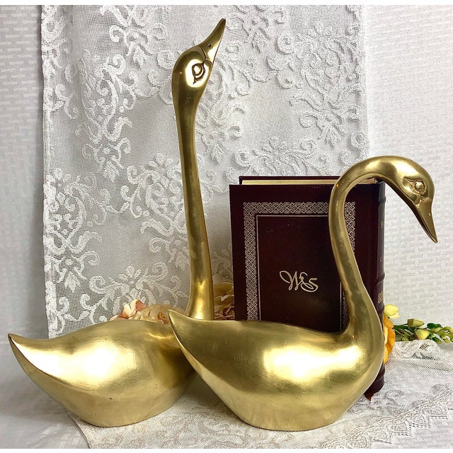 Vintage Brass Swans Mid Century Modern Tall - a Set | Chairish
