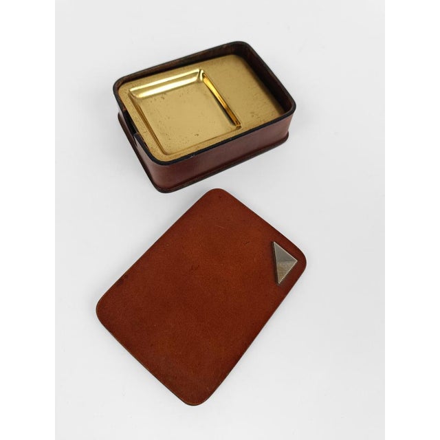 Vintage Individual Ashtrays Set in Gilded Metal and Italian Leather ...