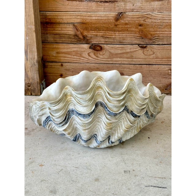 Vintage Coastal Clam Shell Cast Resin Decorative Bowl | Chairish