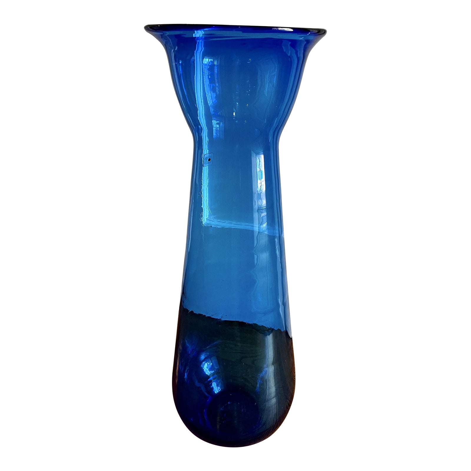 Vintage Blenko Sapphire Blue Handblown Floor Vase | Chairish