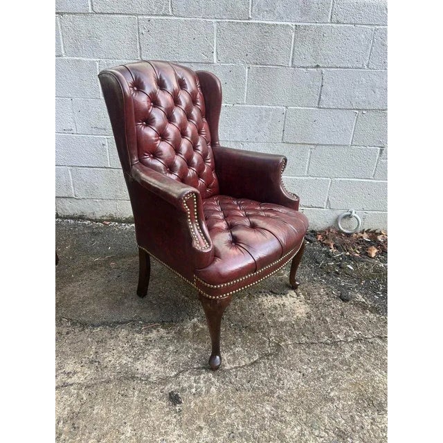 Pair of Late 20th Century Vintage Burgundy Tufted Vinyl Wingback ...