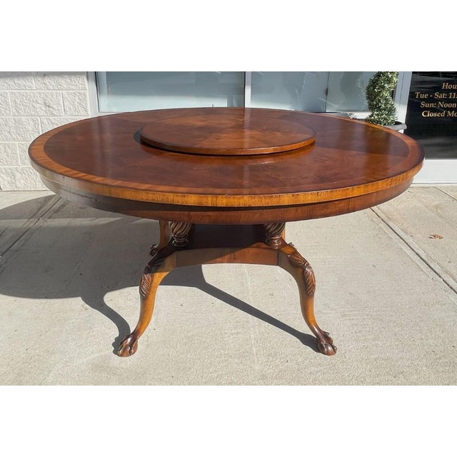 Ethan Allen Round Banded Dining Table | Chairish