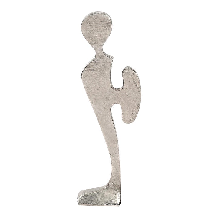 Modernist Abstract Figural Sculpture in Brushed Pewter Manner of Willi ...