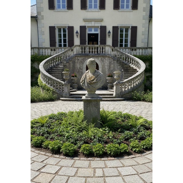 1970s Large 39" Neoclassical Weathered Cast Stone Male Bust | Chairish