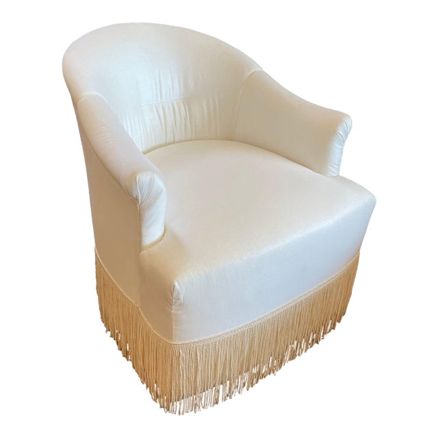 Ivar Swivel Barrel Chair with Fringe | Chairish