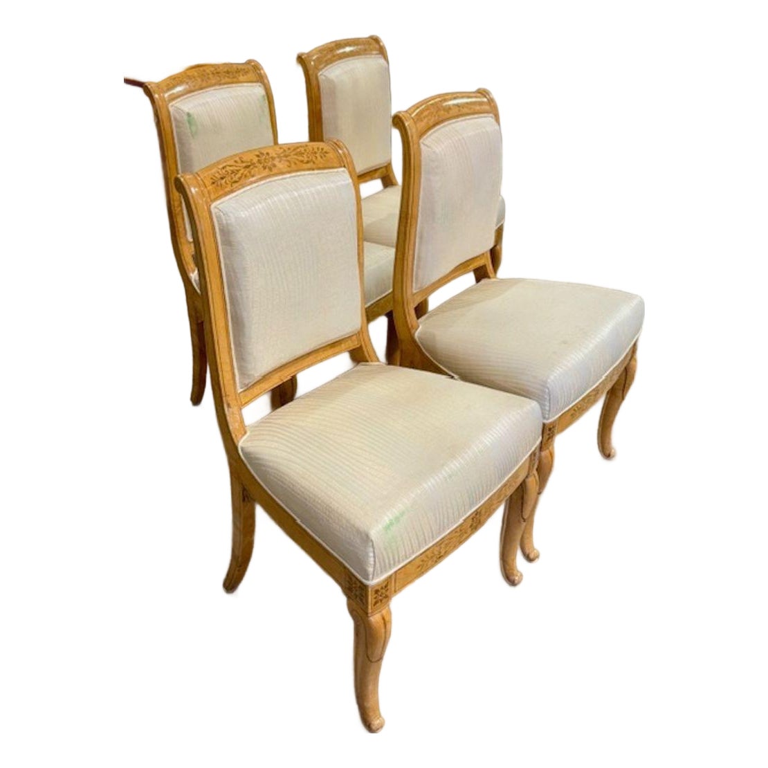 Antique Set of Four French Charles X Satin Wood Inlaid Dining Chairs ...
