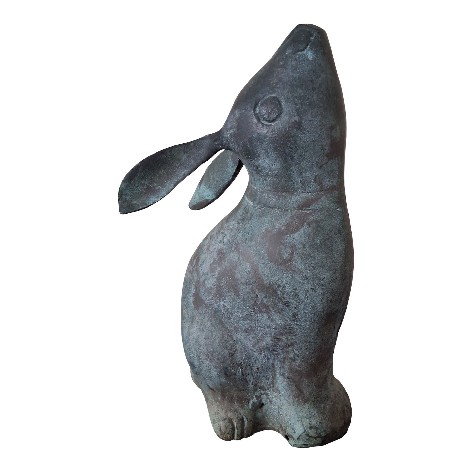 Vintage Bronze "Moon Gazing Rabbit" Statue | Chairish