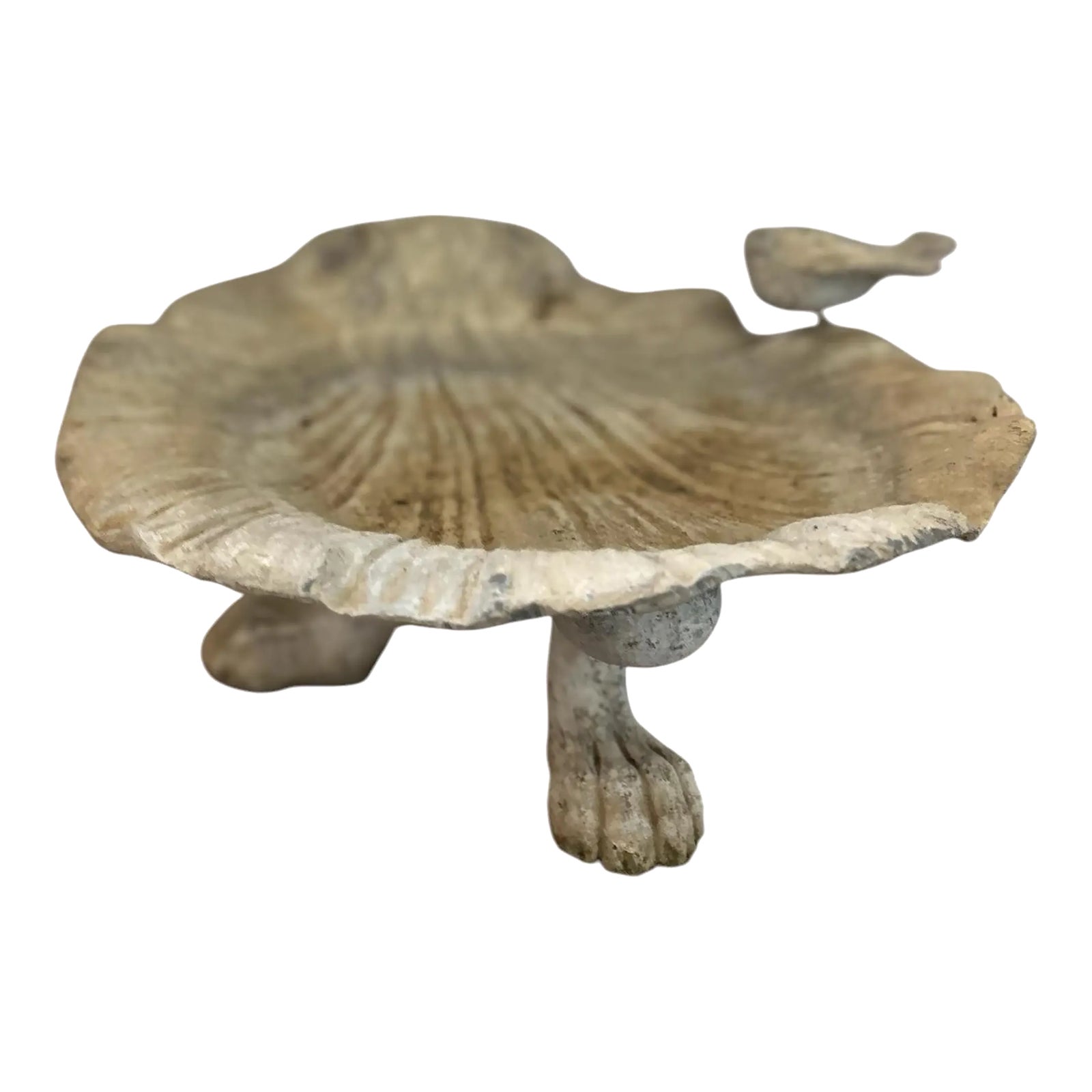 1920s Cast Lead Shell Bird Bath | Chairish