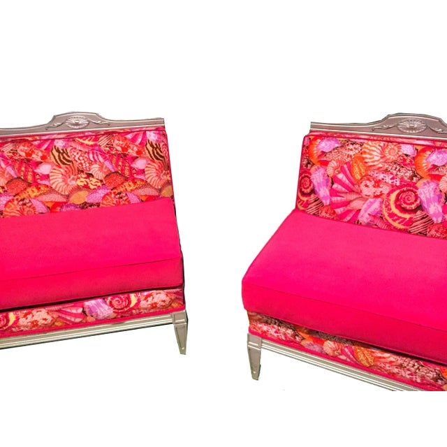 Hollywood Regency Hot Pink Shell Motif Sofa | Chairish