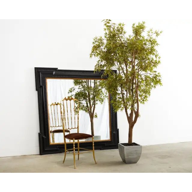 Grand Dutch Baroque Style Ebonized Beveled Glass Ripple Mirror | Chairish