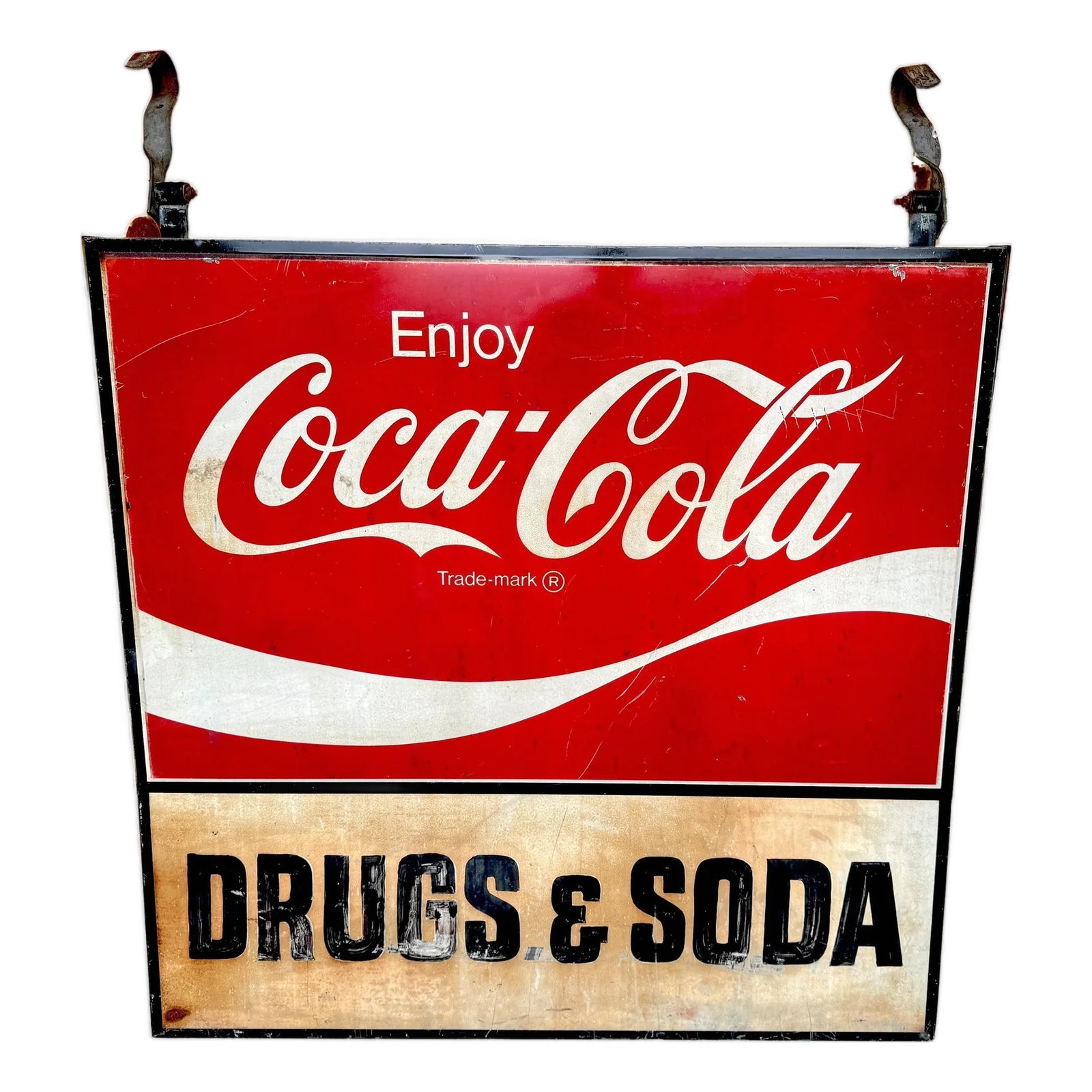 1960s Coca-Cola Trade Sign 'Drugs & Soda' From WPB, Florida Clematis ...