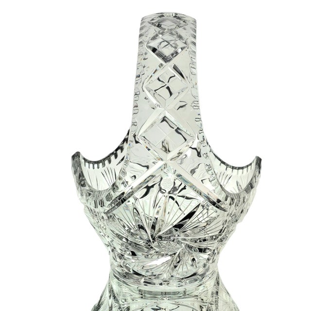 Huge Pinwheel Crystal Hand Cut Glass Easter Basket | Chairish