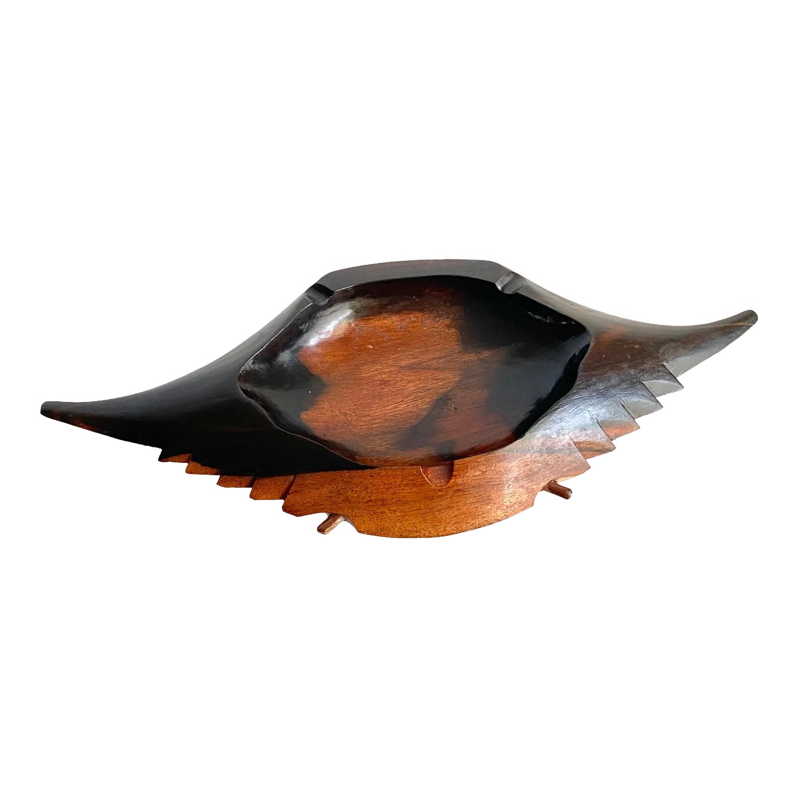 Vintage 1960s Macassar Ebony Carved Wood Manta Ray Catchall Dish ...