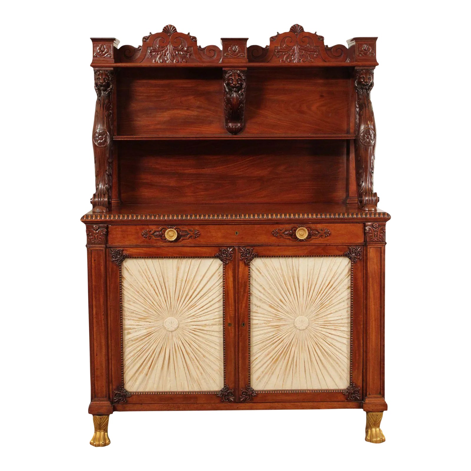 Antique English Charles X Style Carved Mahogany Chiffonier Sideboard ...
