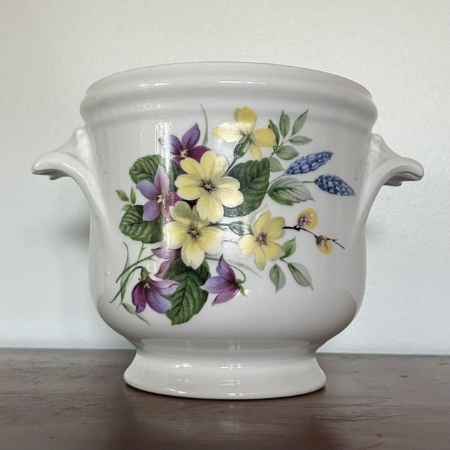 Vintage Limoges France Porcelain Cachepot With Flowers | Chairish