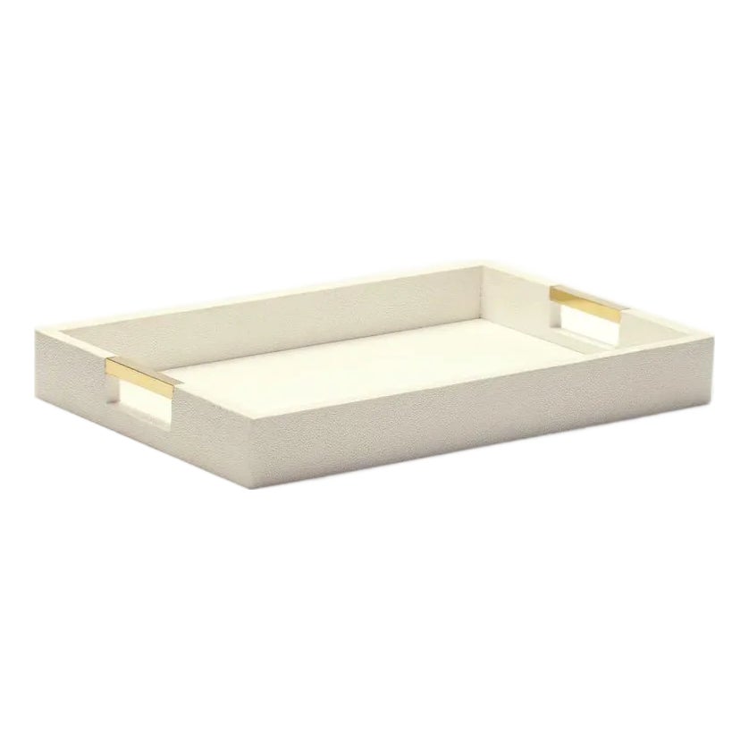 AERIN Modern Faux Shagreen Desk Tray, Cream | Chairish