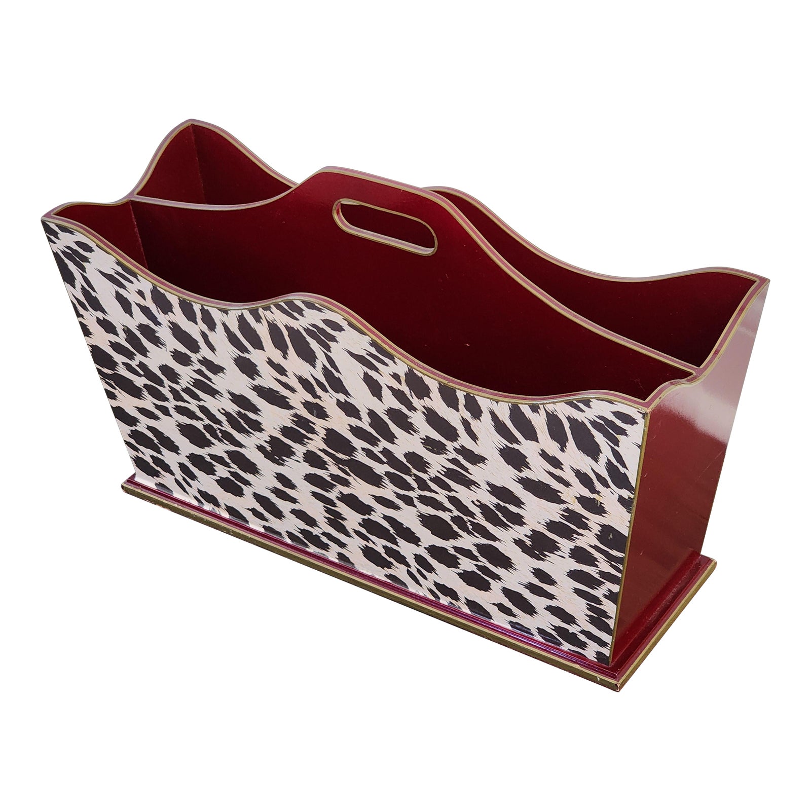 1980s Animalier Cheetah Print Magazine Rack | Chairish