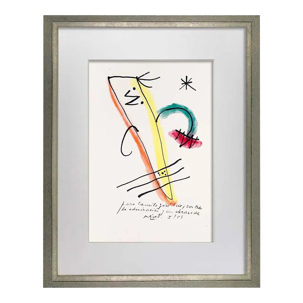 Joan Miro Original Lithograph Signed and Inscribed "Para Camilo Jose ...