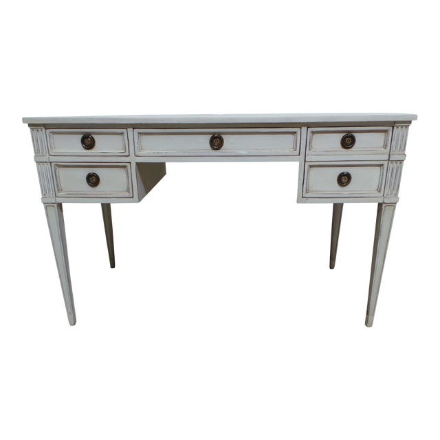 Gustavian Style 5 Drawer Desk | Chairish