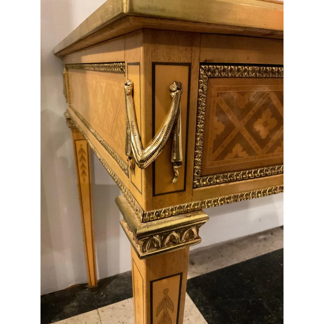 French Inlay Leather Top Desk, Finished On Both Sides | Chairish