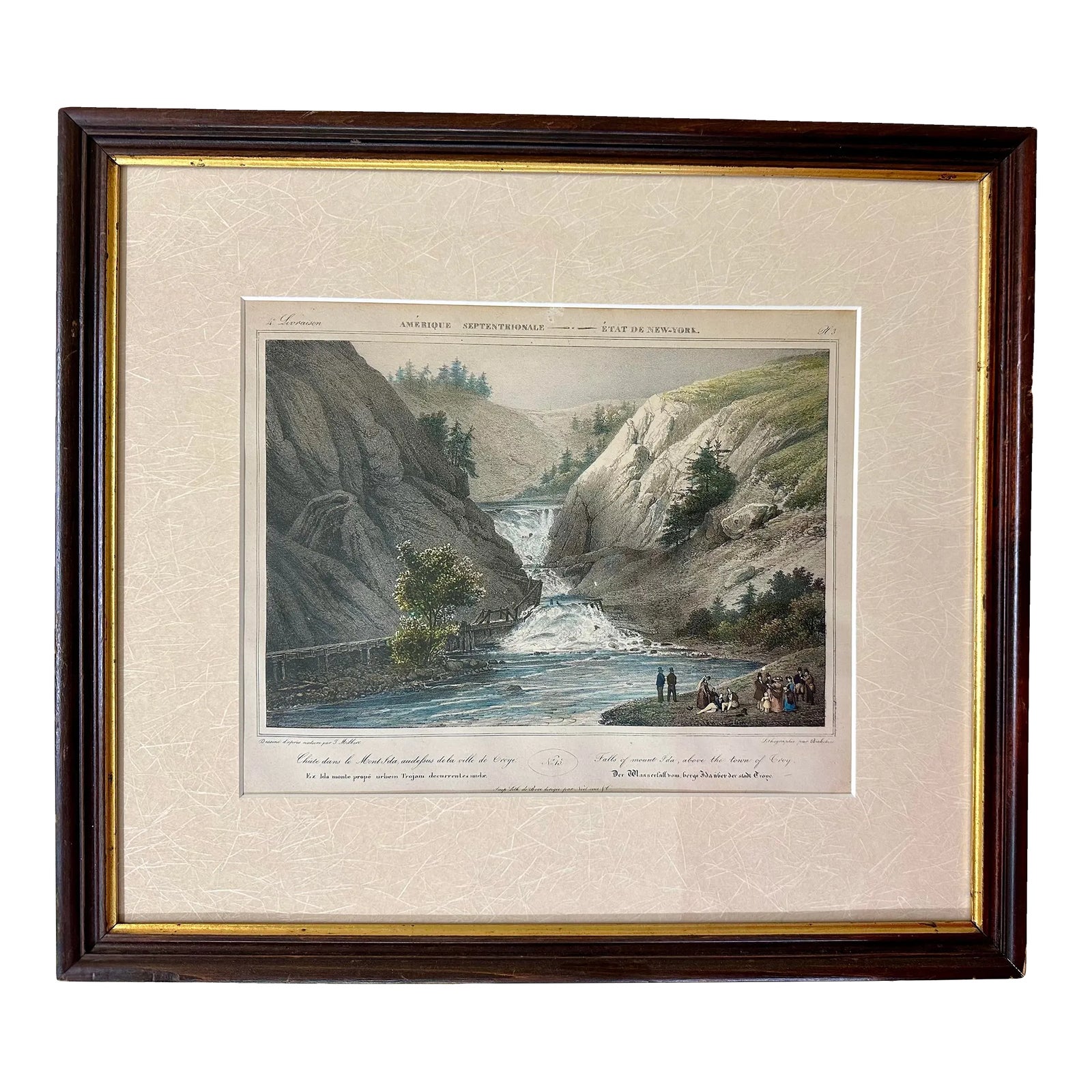 1820s Falls of Mount Ida, Above the Town of Troy. Original Lithograph ...