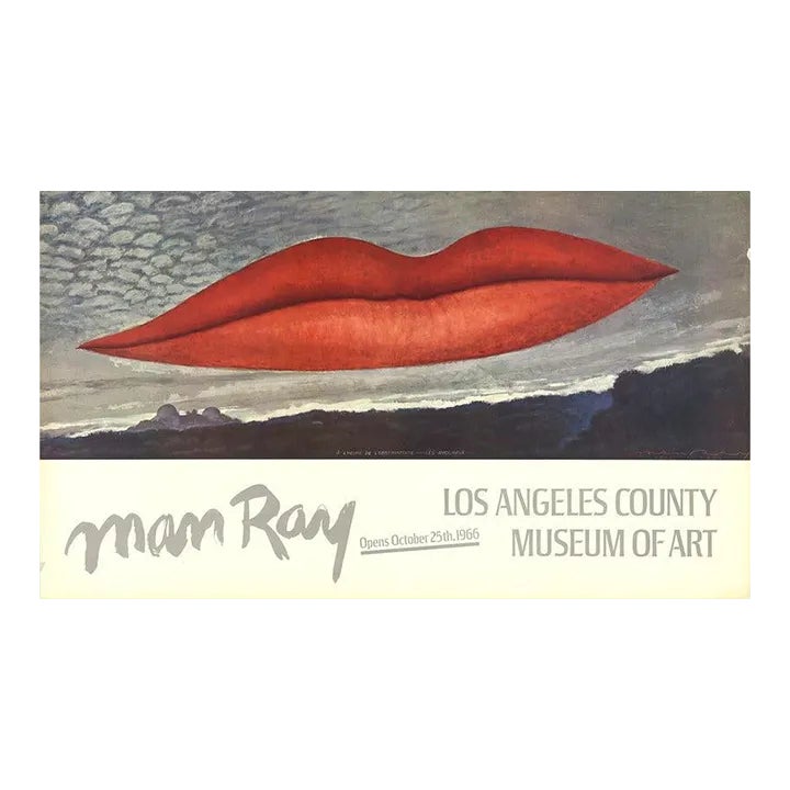 1966 Man Ray 'Lips' Surrealism Red,Gray USA Offset Lithograph | Chairish