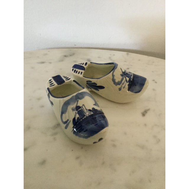 Pair Early 20th Century Vintage Delft Hand Painted Blue and White Mini ...