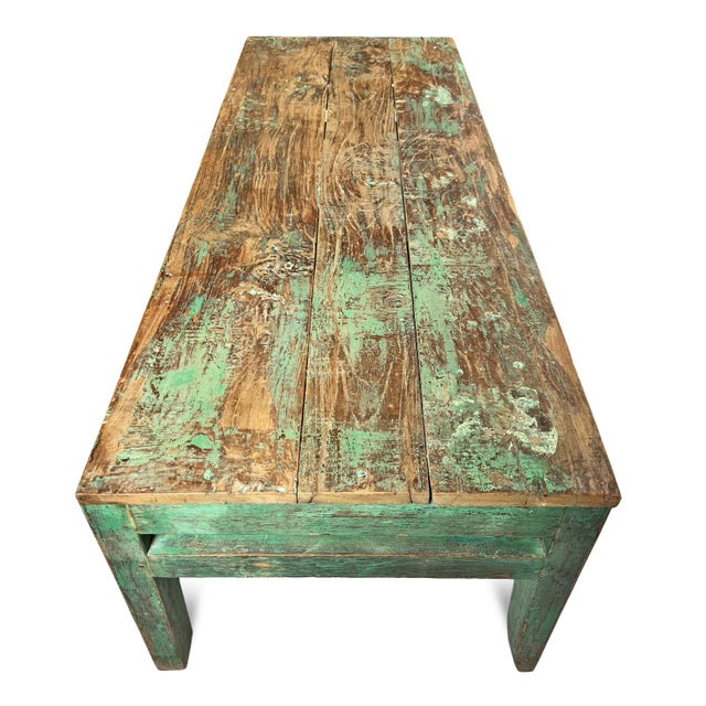 Mid 20th Century Vintage Colonial Green Coffee Table | Chairish