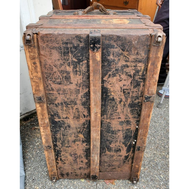 Late 19th Century Antique Victorian Wood and Metal Trunk | Chairish