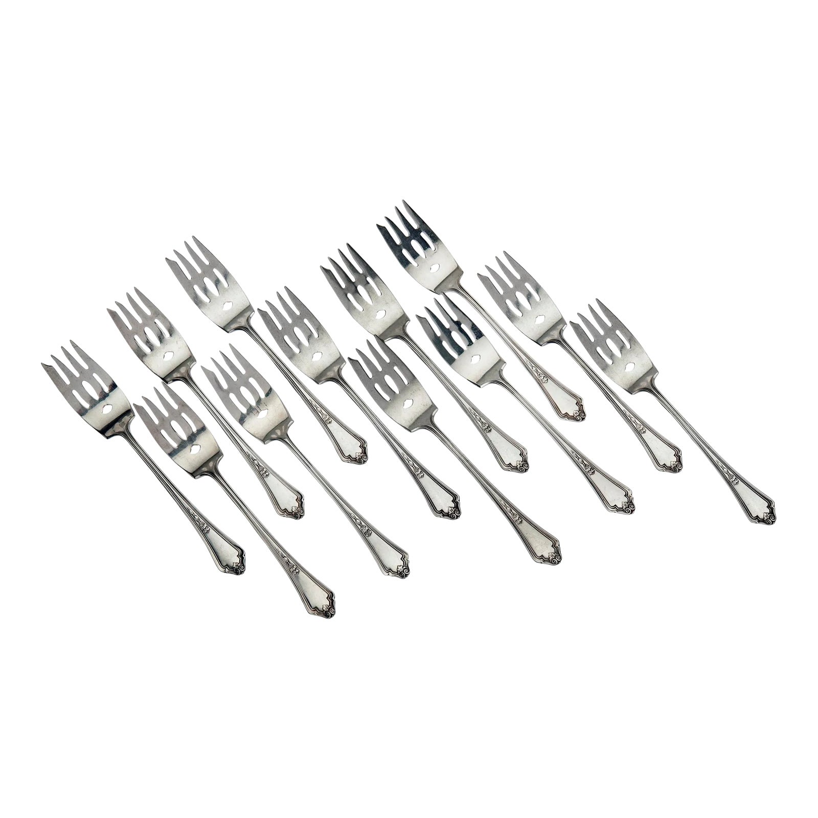 1914 Antique Gorham Salad Forks in Shelburne Pattern- Set of 12 | Chairish