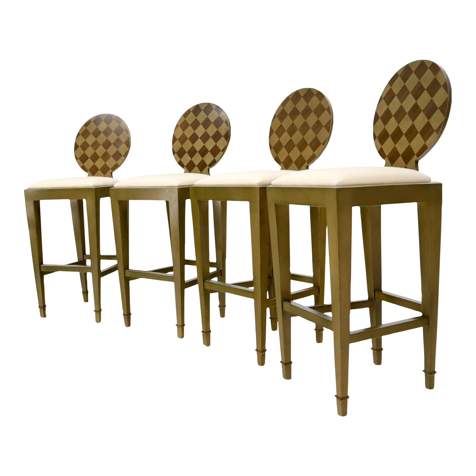 Set of 4 Decorated Memphis Style Bar Stools New Upholstery | Chairish