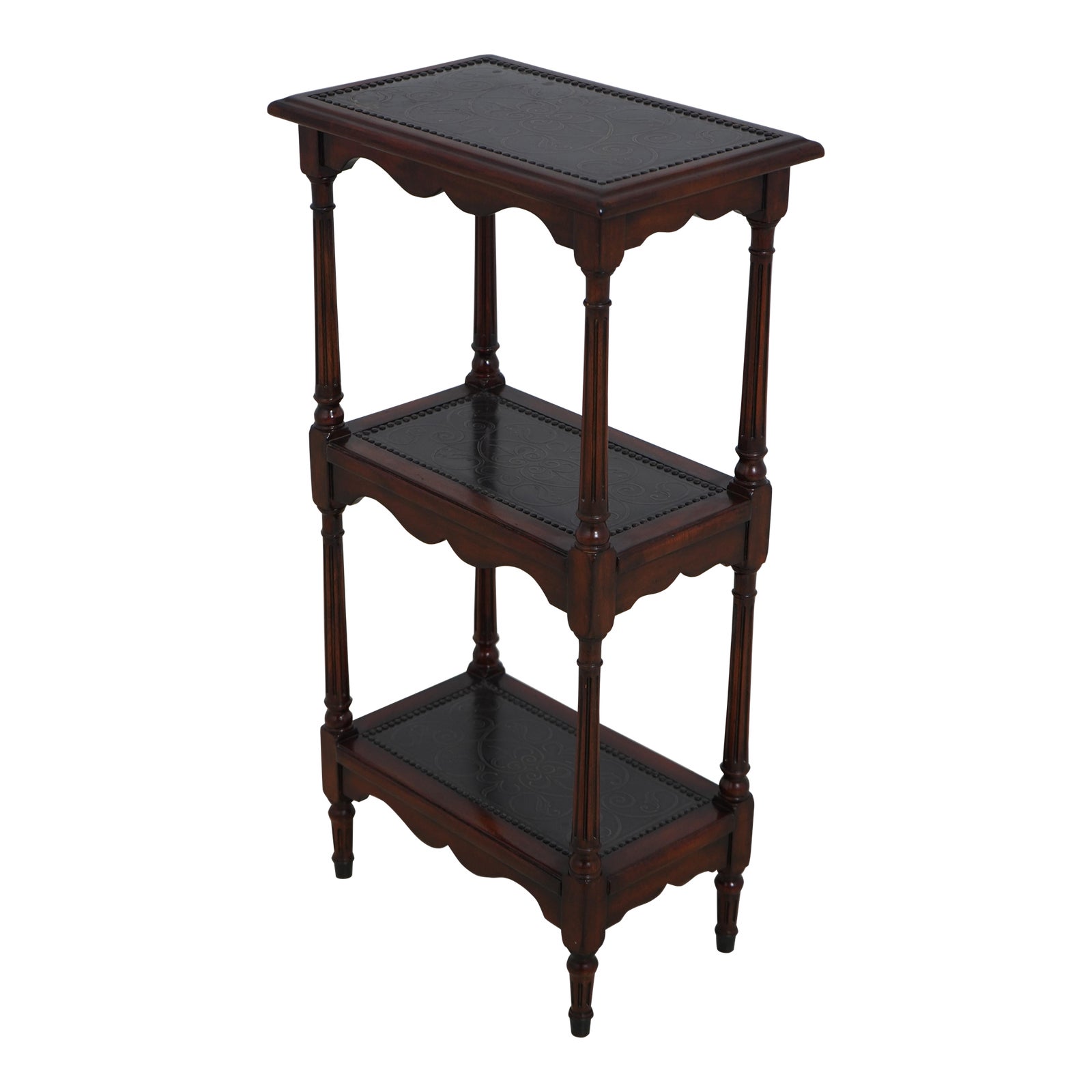 Theodore Alexander Copper Surface Mahogany Tiered Stand | Chairish