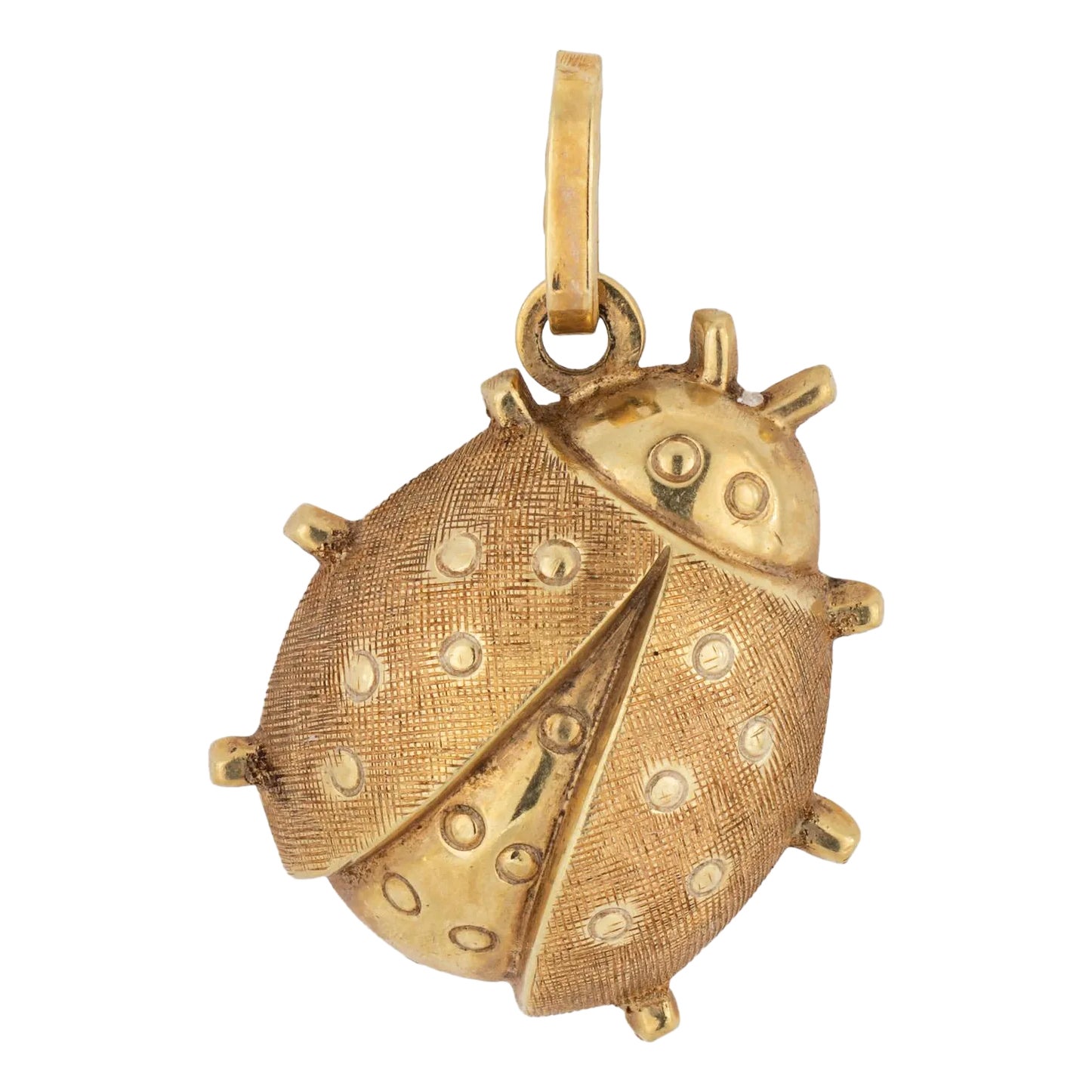 Vintage Ladybug Beetle Charm 14k Yellow Gold Pendant | Chairish