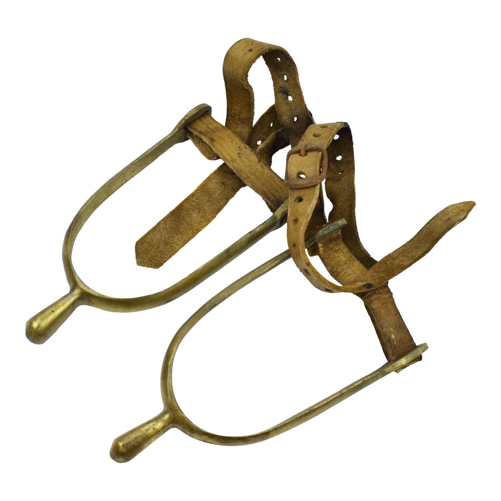 Early 20th Century Brass Spurs With Leather Straps Wall Decor - a Pair ...