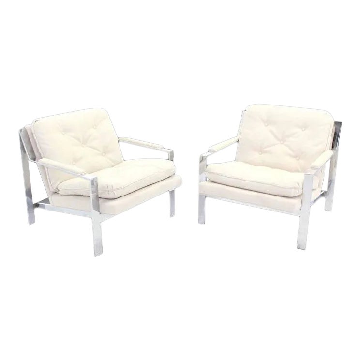 Chrome Lounge Chairs With New Upholstery - A Pair | Chairish