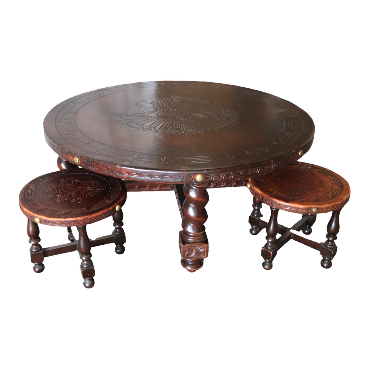 1920s South American Style Table and Stool Set | Chairish