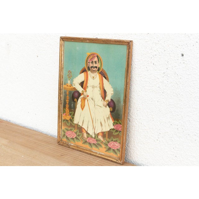 Antique Indian Seated Maharaja Framed Portrait | Chairish