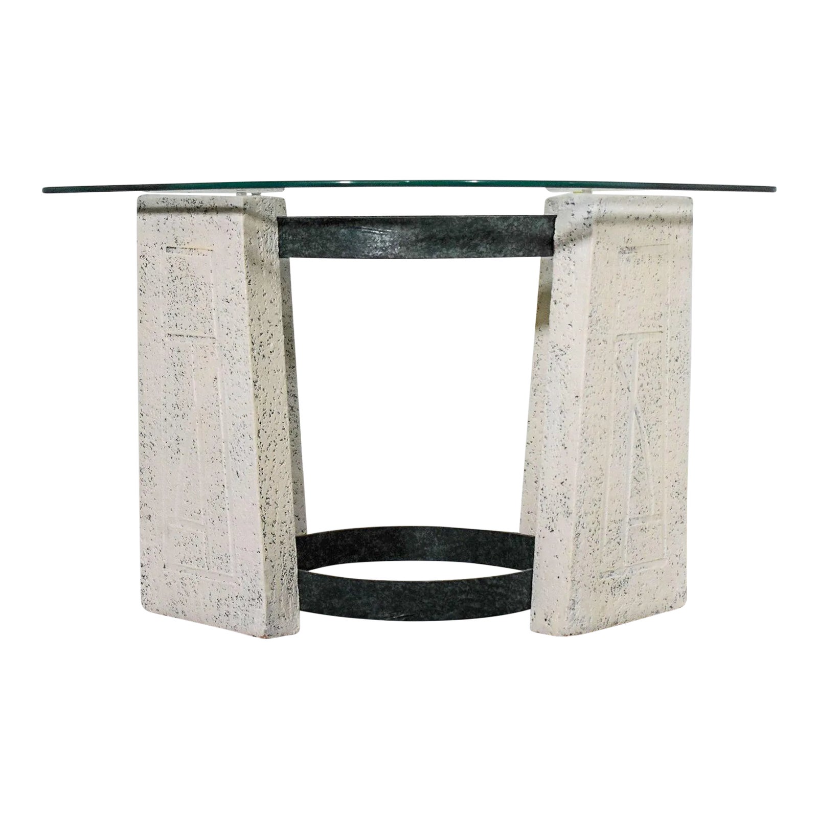 1960's Abstract Modern Plaster and Verdigris Iron Eye Shaped Side Table ...